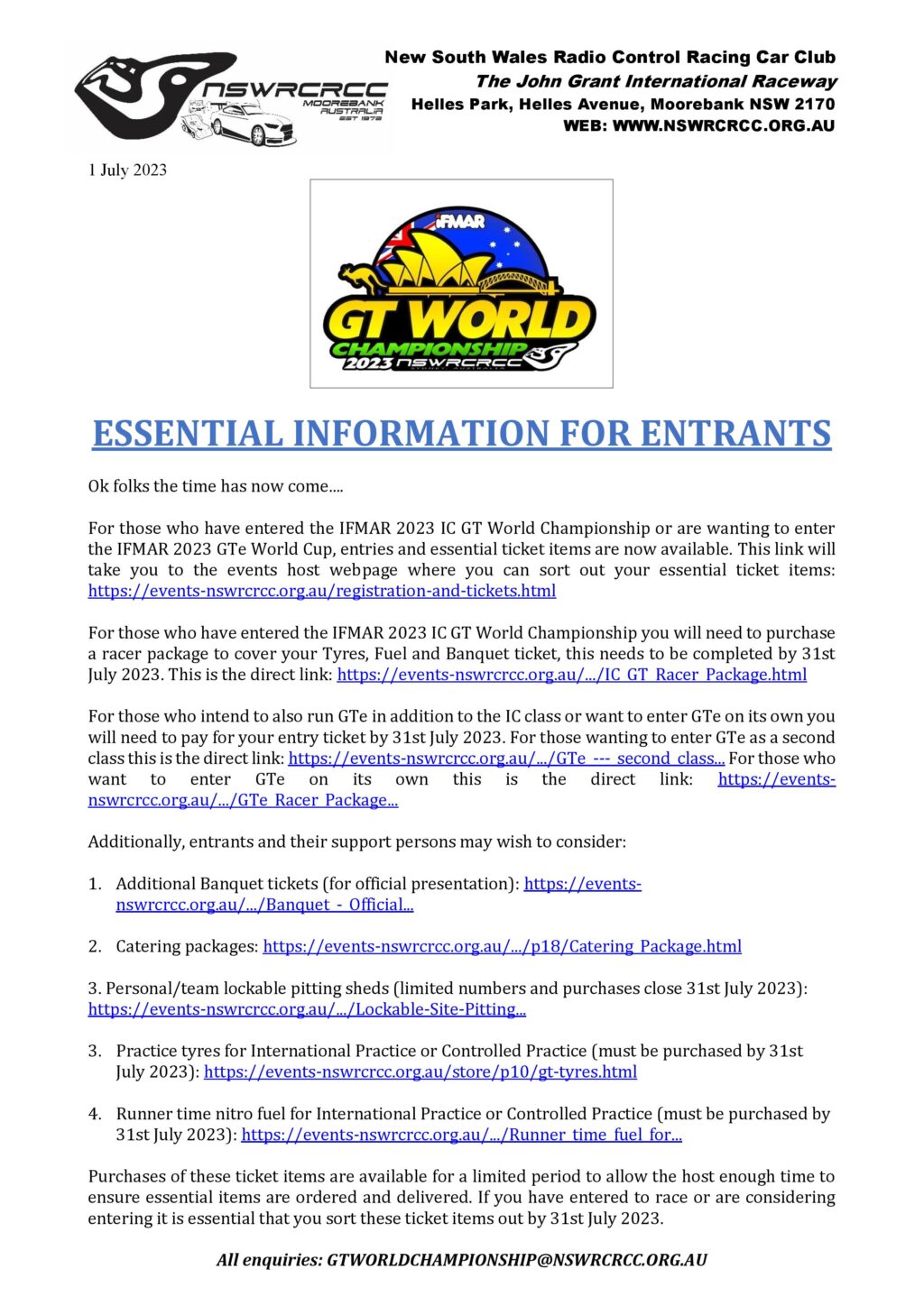 NSWRCRCC – John Grant International Raceway