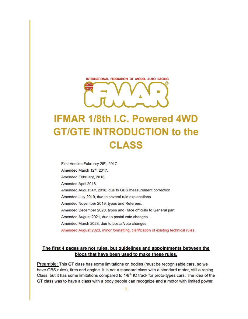 IFMA GT RULES – NSWRCRCC